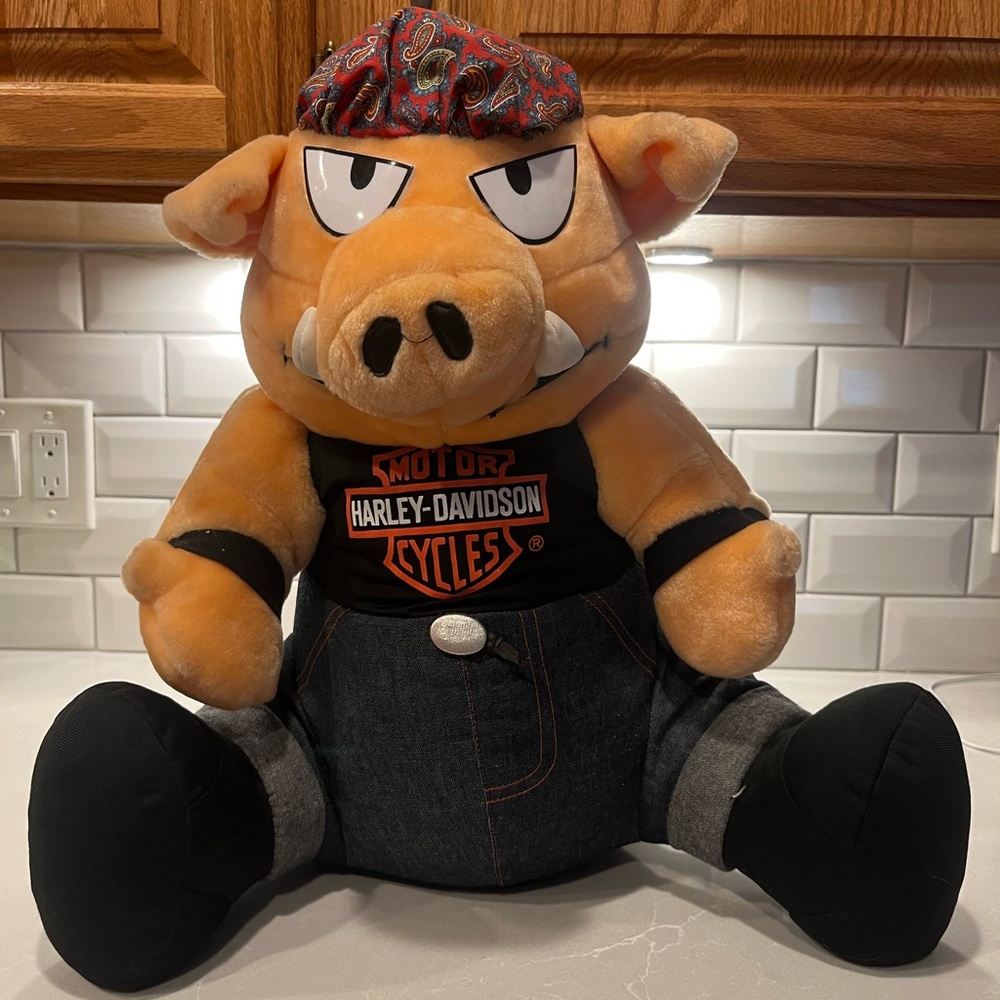 Large Harley-Davidson Pig Plush Stuffed Animal. Vinta… - Gem